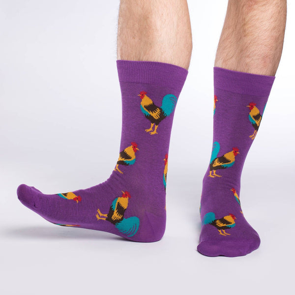 Good Luck Sock Purple Rooster men's sock - Village Sock Shop